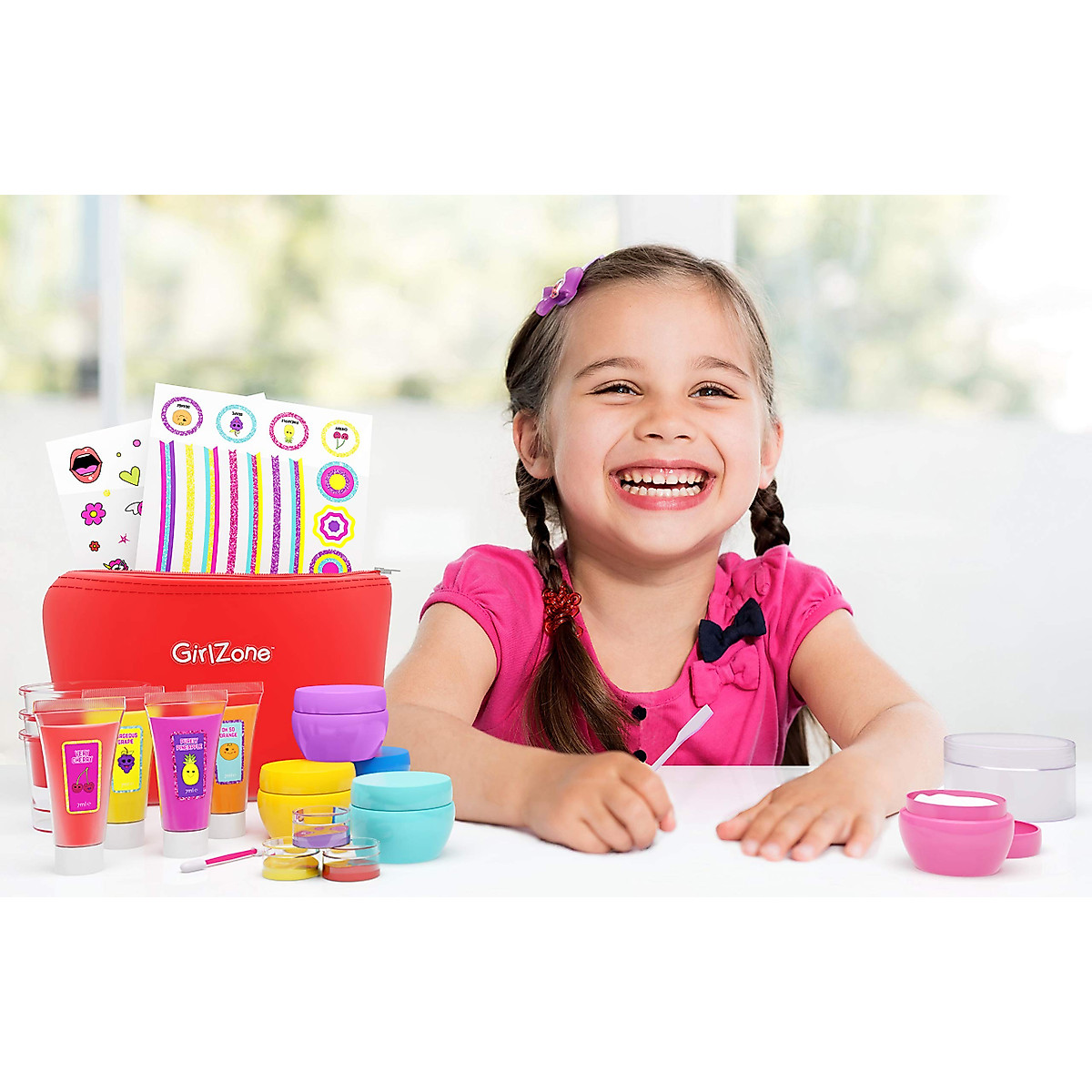 GirlZone Lip Balm Making Kit, 25-Piece Makeup and Lip Gloss Set with Glitters, Stickers & More, Fabulous Girls Toys Age 8 & Great Gift Idea for Kids