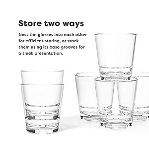 TOSSWARE RESERVE 10oz Stacking Old Fashioned, SET OF 24, Premium Quality, Tritan Dishwasher Safe & Heat Resistant Unbreakable Plastic Old Fashioned Glasses, Clear