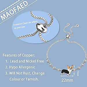 MAOFAED Corgi Gift Corgi Owner Gift Corgi Bracelet Dog Mom Gift Pet Owner Gift Corgi Charm Gift fot Corgi Lover (corgi copper br silver)