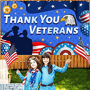 Veterans Day Banner Backdrop, Thank You Veterans Banner, Veterans Day Decorations, Veterans Day Background Backdrop for Photography, Veterans Day Party Decorations