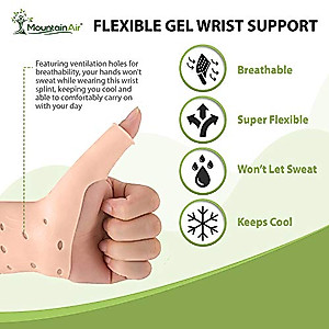 MountainAir Gel Wrist Thumb Brace, 4 PCs - Waterproof Wrist Brace to Fit Left Right Hand - Thumb Support Braces Cool Wrap for Arthritis & Carpal Tunnel Pain Relief – Latex Rubber Thumb Brace