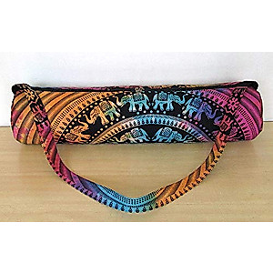 ICC Yoga Mat Bag for Women & Men,Travel Yoga Gym Bag for 1/4" 1/3" Thick Exercise Yoga Mat, Full-Zip Yoga Mat Carrier Bag for Class workout Park with Pockets and Adjustable Strap Multi Elephant