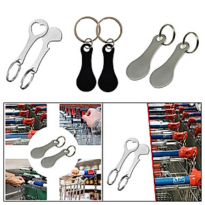 Stainless Steel Shopping Trolley Token, Metal Coin Holder Couple Key Chain DIY Shopping Cart Token, Wine Bottle Opener Bag Pendant(1pc silver)