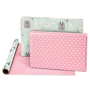 American Greetings Reversible Wedding Wrapping Paper, Bridal Designs (4 Rolls, 120 sq. ft.)