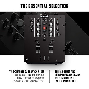 Numark M2 - 2-Channel Scratch DJ Mixer, Rack Mountable with 3-Band EQ, Microphone Input and Replaceable Crossfader with Reverse and Slope Controls