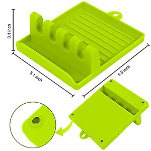 ENIVING 2PCS Kitchen Utensil Rest for Spoons Kitchen Utensil Holder for Countertop, Utensil Rest with Drip Pad for Multiple Utensils, Heat-Resistant, BPA-Free Spoon Rest & Spoon Holder for Stove Top