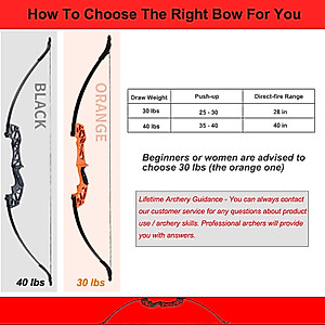 SOPOGER Archery Recurve Bows for Adults -Bow and Arrow Set for Adults Youth Beginner 30 lbs 40 lbs Metal Riser Takedown Recurve Bow Right Handed for Outdoor Practice Target Hunting (Black - 40lbs)