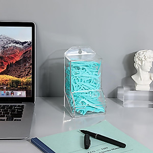 Hipiwe Clear Qtip Dispenser Wall Mount Acrylic Q Tip Holder Bathroom Cotton Ball Organizer Box with Lid Vanity Storage Canister Box for Cotton Swabs Dental Floss, 4"x 3.5"x 6.7"