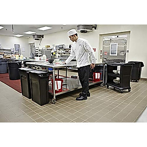 Rubbermaid Commercial Products Executive Series Utility Cart with Wheels, Black, Two Shelf Cart for Kitchen/Restaurant/Cafeteria/School/Storage 300 lbs. Capacity