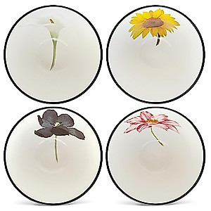 Noritake Colorwave Floral Bowl, 4-Inch, Graphite, Set of 4