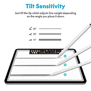 Stylus Pen for iPad 2024-2018 with Faster Charge,Tilt Sensor Battery Indicators Pencil for iPad Pro M4 2024,iPad Air M2 2024,iPad 10/9/8/7/6th,iPad Air 5/4/3,iPad Pro 11 & 12.9",iPad Mini 7/6/5