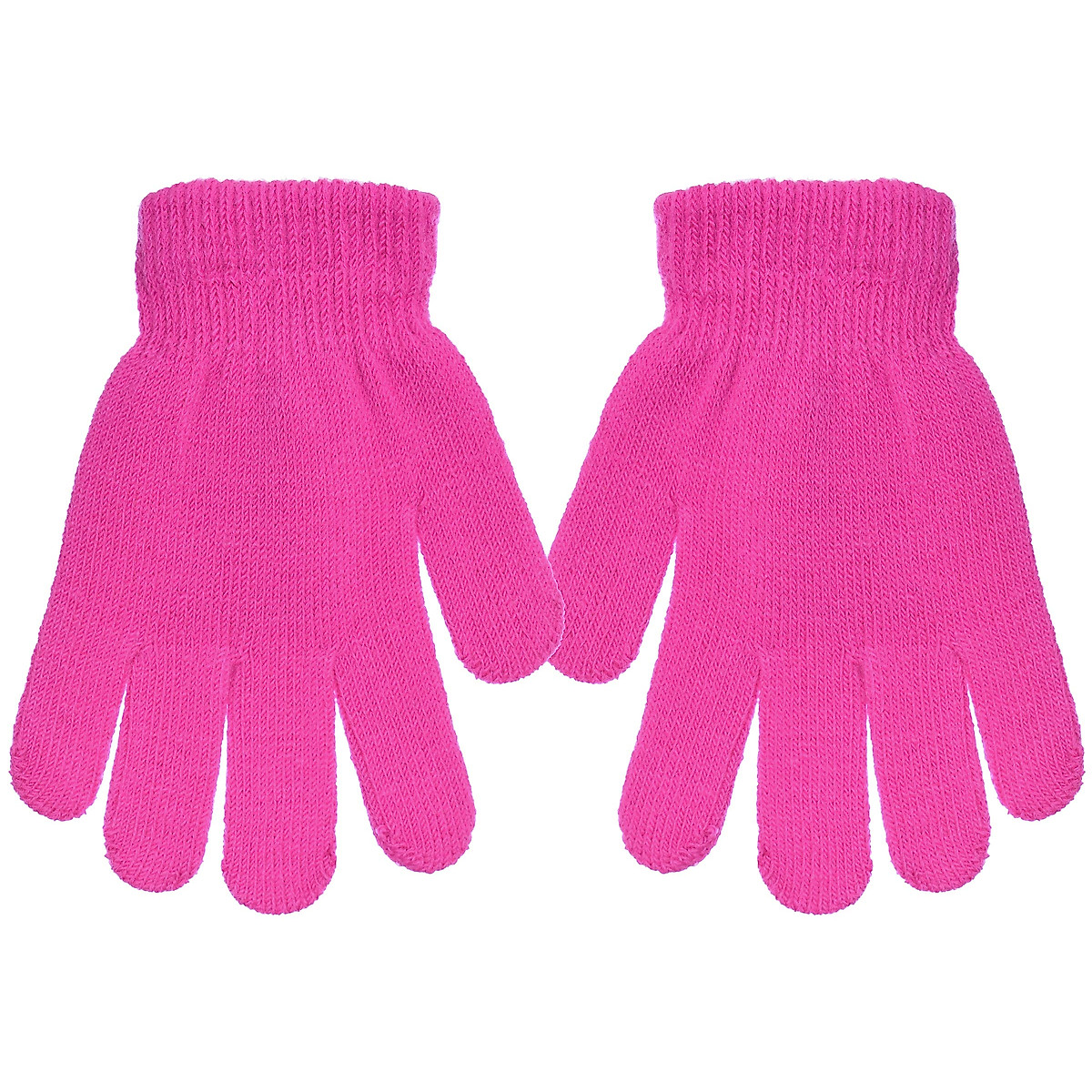 Girls Fleece Lined Knit Pom Beanie & Gloves Set with Warm Ear Flaps for Winter (Pink)