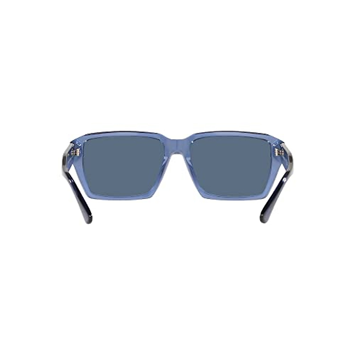 Emporio Armani Men's EA4186F Low Bridge Fit Rectangular Sunglasses, Shiny Transparent Blue/Dark Blue, 58 mm