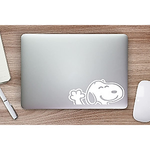 horizont Rainbow Animated Design Snoopy Waving Decal Vinyl Sticker Graphics for Cars Trucks SUV Vans Walls Windows Laptop 5.5 Inches White