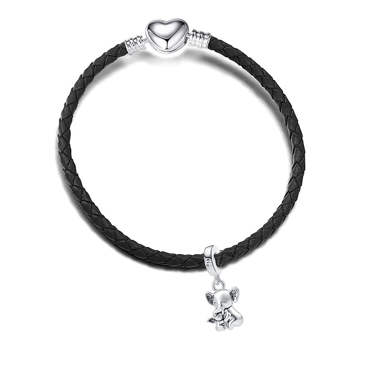 MZC Jewelry Elephant Charm for Pandora Bracelets Mother Daughter Bead for Women