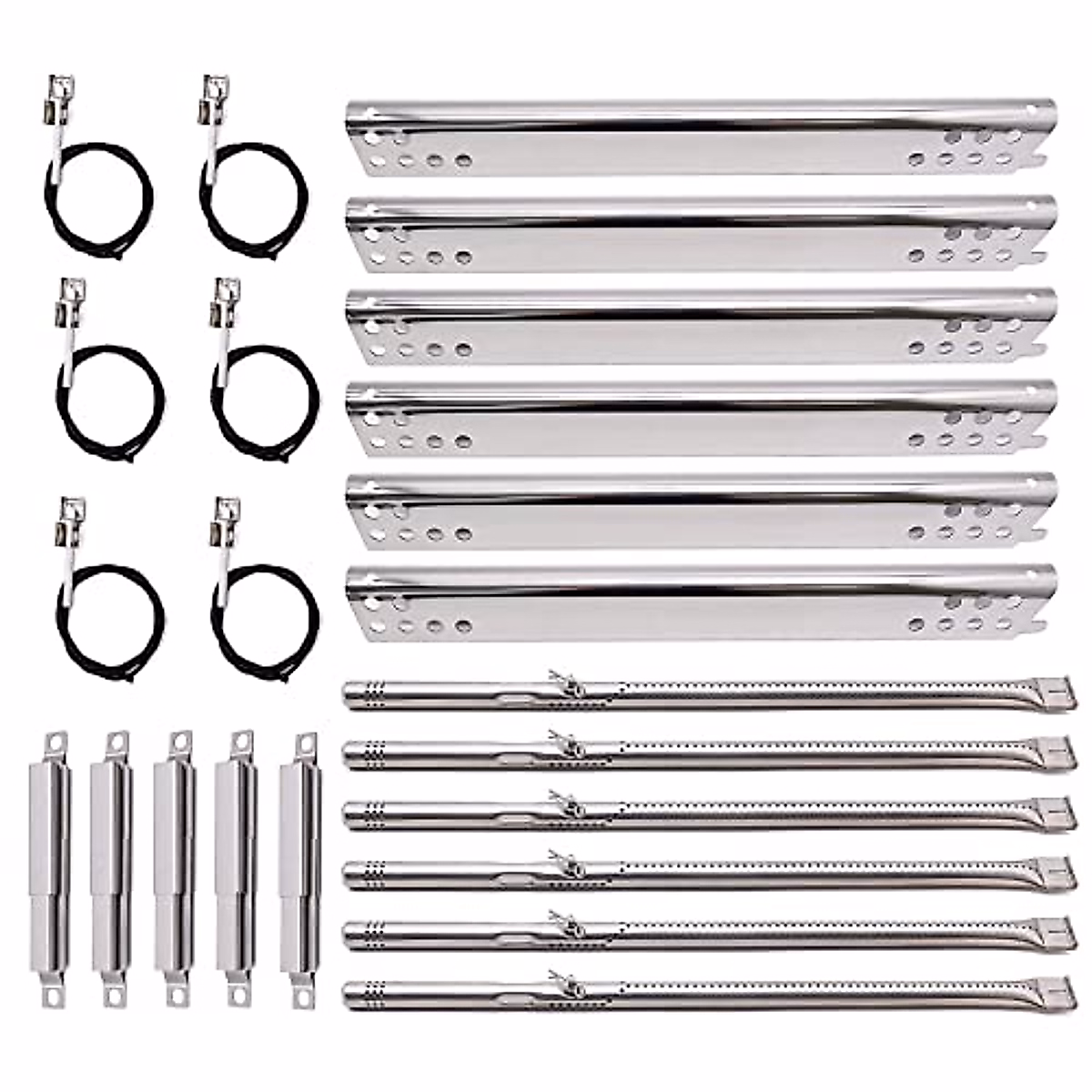Criditpid Grill Replacement Parts for Charbroil 6 Burner 463276517, 463244819, Charbroil 463347518, 463347519, 463347017, 463342119. Grill Heat Plates, Burners, Crossover Tubes and Igniters.