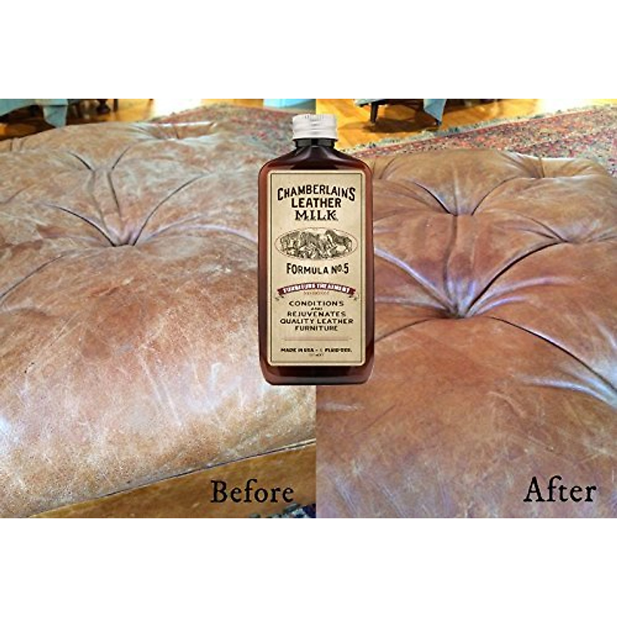 Chamberlain’s Leather Milk Furniture Treatment - All-Natural Leather Cleaner, Leather Conditioner for Couches and Living Room Furniture No 5, 6 Oz