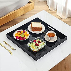 MUKEEN Black King Size Large Acrylic Serving Tray for bed-24x24 Inch -Spill Proof- Decorative Trays Countertop Organizer for Ottoman,Nightstand, Sidetable, Butler (24X24 Inch, Black)