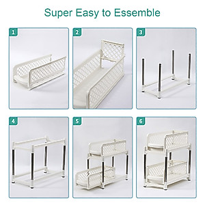 Sunview 2Pack Under Sink Organizers and Storage,2 Tier Pull Out Cabinet Organizer,Sliding Cabinet Organizers with Storage Drawers for Bathroom Kitchen Countertop Narrow Space