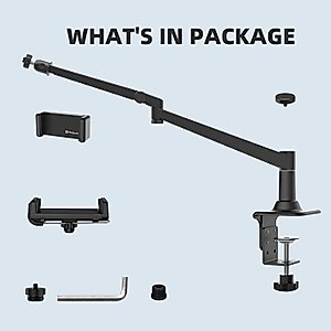 Smatree Microphone Adjustable Stand Desk Compatible for Shure SM7B/ Shure MV7/AT2020 /BM-800, Shure SM7B Mic Stand, 5/8" Adapter Screw,Singing, Podcasts & Recording Stand Desk
