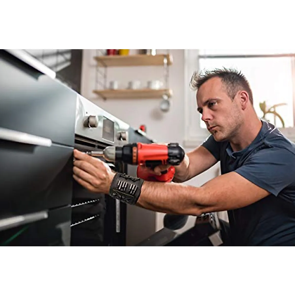 Magnetic Wristband - Stocking Stuffers for Men - Wrist Magnet for Holding Tools, Screws, Nails, Bolts, Drilling Bits. Christmas Gift for Dad, Husband, Son. Unique Gift and Stocking Stuffer Idea