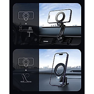 ZEEHOO Compatible with MagSafe Car Mount, Magnetic Phone Holder for Car [12 Strongest Magnets], Magnetic Car Vent Phone Mount [Non-Blocking&360 Rotation] for iPhone 14 13 12 Pro Max Mini & All Phones