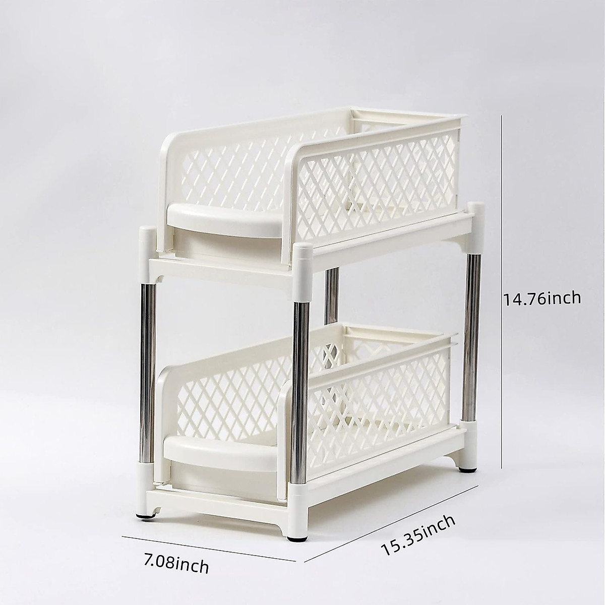 Sunview 2Pack Under Sink Organizers and Storage,2 Tier Pull Out Cabinet Organizer,Sliding Cabinet Organizers with Storage Drawers for Bathroom Kitchen Countertop Narrow Space