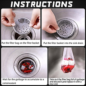 500 Pcs Disposable Mesh Sink Strainer Bags, Kitchen Sink Strainer Filter Mesh Bag Anti Clogging Elastic Kitchen Sink Strainer Mesh Trash Bag, Fits Most Sizes of Sink Strainer (3.9 x 4.3 Inch)