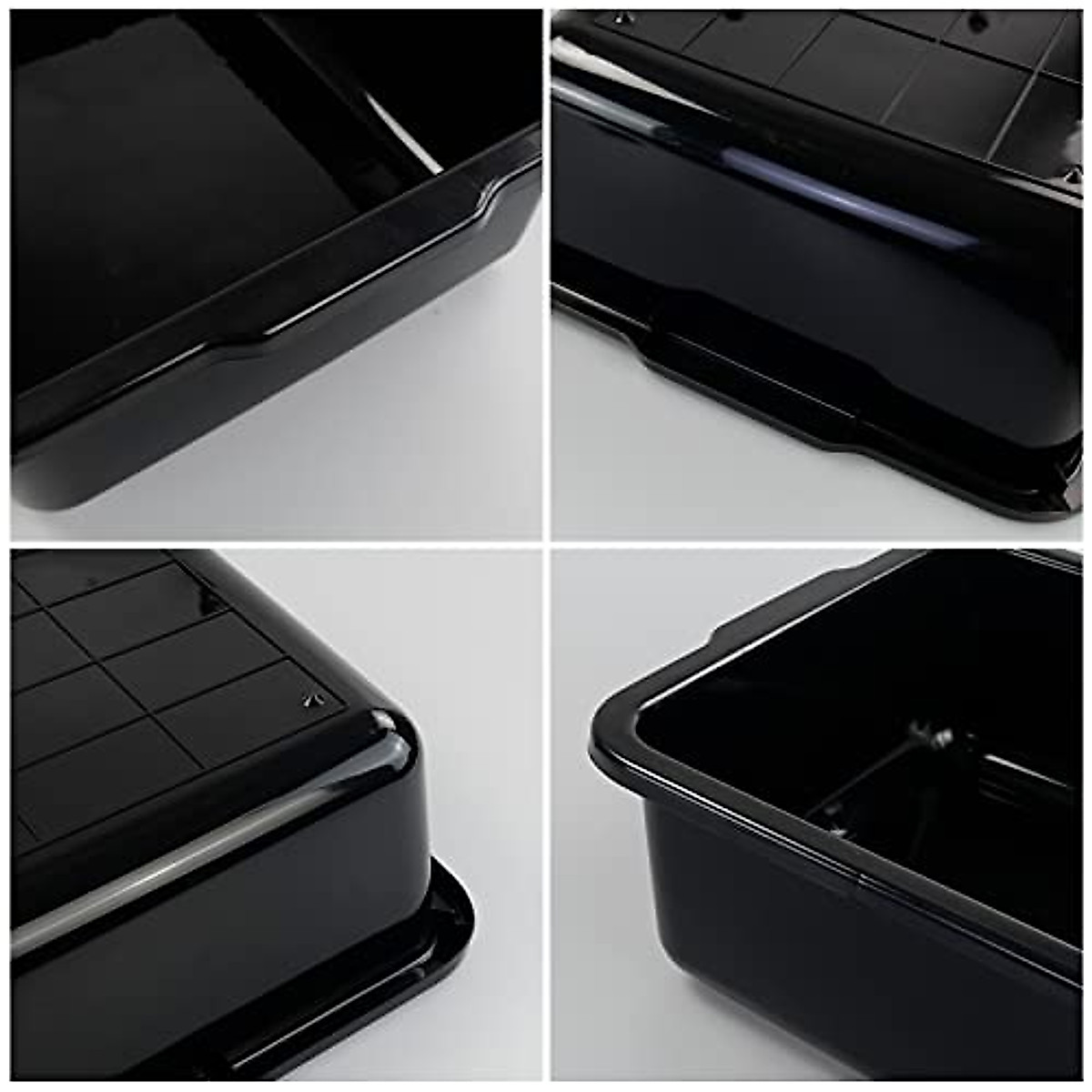 CAND Extra Large Black Bus Tub Box, 32 L Plastic Bus Bin for Restaurant, 4 Pack
