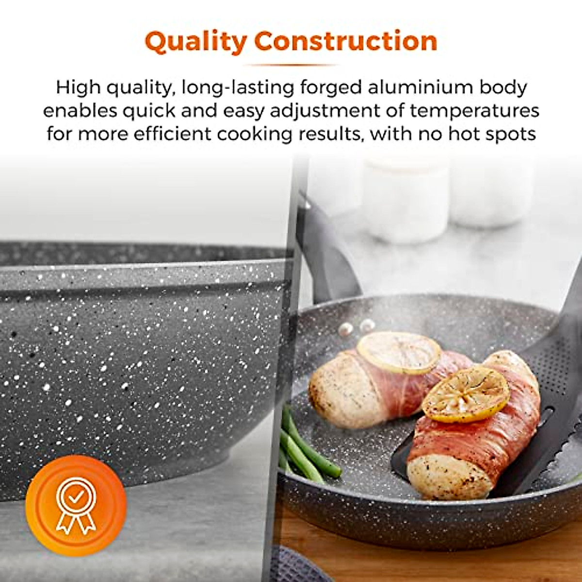 Tower Cerastone Forged Aluminium Frying Pan with Easy Clean Non-Stick Ceramic Coating, 28 cm, Graphite