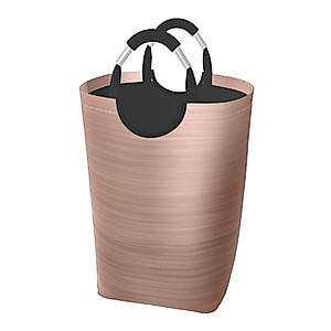 Large Laundry Hamper Bag, Collapsible Laundry Basket Elegant Rose Gold Metallic Dirty Clothes Storage Washing Bin for Bathroom, Dorm Essentials
