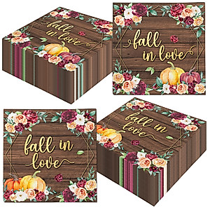 40pcs Wedding Napkins Fall in Love Bridal Shower Napkins Decorations Floral Paper Napkins for Fall Wedding Engagement Bachelorette Party Boho Bridal Shower Decoration Supplies