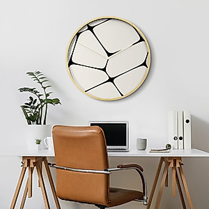 SIGNLEADER 24 Inches Round Wooden Wall Clock Silent Battery Operated, Home Decorative Large Wall Clock, Black & White Pebble Tile Clock Wall Art Decor for Living Room Kitchen Bedroom Office Classroom