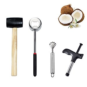 FUYTERY Stainless Steel Coconut Opener Tool 4 PCS Hole Puncher Kitchen Utensils