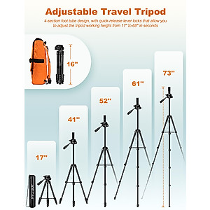 JOILCAN Phone Tripod Stand, 68" Tripod for iPad iPhone Tablet with Remote Universal Holder Carry Bag, Travel Aluminum Tripod for Video Recording Photos Vlogging Compatible with iPad Pro iPhone Camera