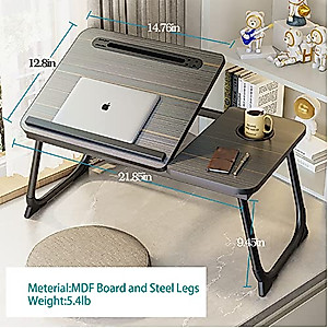 Highger Lap Desk - Fits up to 17 inches Laptop Desk for Bed and Sofa,Portable Bed Trays for Eating Writing Reading Notebook Holder & Stand,Adjustable & Foldable