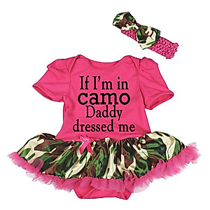 Petitebella If I'm in Camo Daddy Dressed Me Baby Dress Nb-18m (Pink, 3-6 Months)