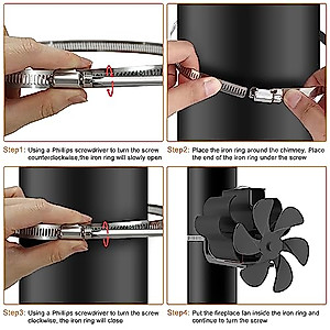 fanverk Wood Chimneys Stove Fan， Pipe Fireplace Fan - Heat Powered, 6 Blades, Increases Warm Air Circulation by 80% Compared to 4 Blade Fans - Suitable for Wood/Log Burner/Fireplace