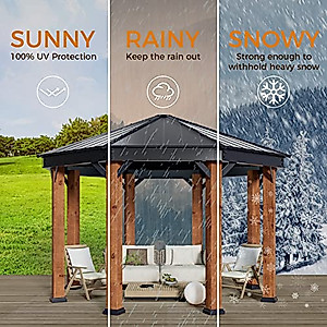 Erinnyees 15' x 15' Gazebo, Hardtop Gazebo Wood-Looking Octagon Gazebo with Galvanized Steel Double Roof, Aluminum Frame, Outdoor Patio Gazebo for Deck, Backyard, Patio, Lawns