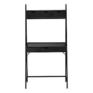 Monarch Specialties 7330 Computer Desk, Home Office, Laptop, Leaning, Storage Drawers, 32" L, Work, Metal, Laminate, Black, Contemporary, Modern Desk-32, 31.5" L x 19" W x 61.25" H