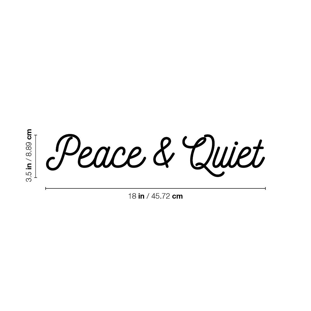 Vinyl Wall Art Decal - Peace & Quiet - 3.5" x 18" - Trendy Cute Motivational Good Vibes Quote Sticker for Selfcare Bathroom Closet Mirror Boutique Beauty Salon Kids Room Playroom Office Decor (Black)