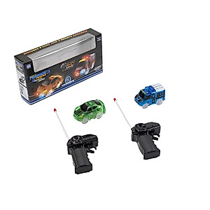 Mindscope Twister Tracks Set of 2 Radio Control RC Add-on Cars with 2 Remote Controls Race Car + Police Van