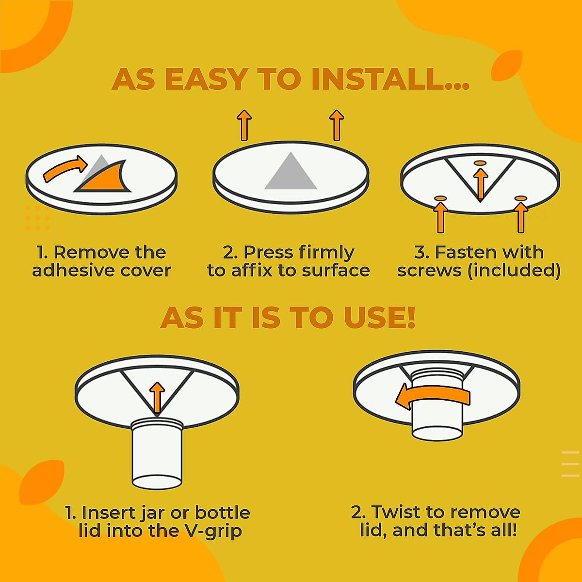 3 PCS Under Cabinet Jar Opener, 4 in 1 Multi Function Can Opener Set Bottle Opener Kit with Silicone Handle and Waiter Corkscrew Wine Opener, Jar Opener For Women Seniors With Arthritis Weak Hands