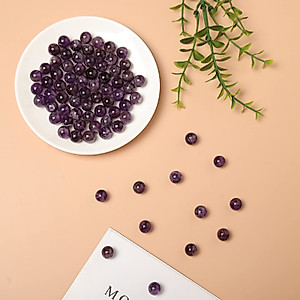 60pcs 6mm Natural Stone Beads Amethyst Beads Energy Crystal Healing Power Gemstone for Jewelry Making, DIY Bracelet Necklace