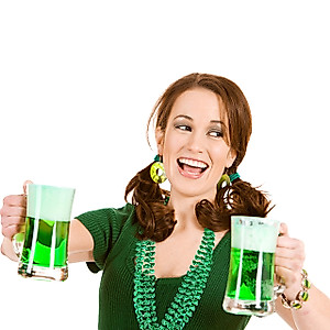 Skeleteen Green Shamrock Beads Necklaces - St Patricks Day Irish Clover Bead Necklace Party Favors Pack - 1 Dozen