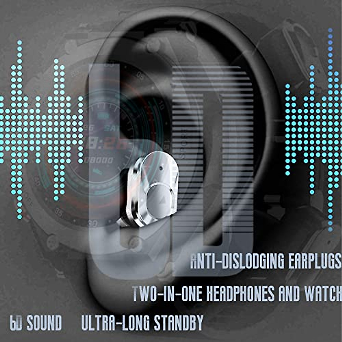 GUIQU Smart Watch with Earbuds, 6D Sound Effects, 1.3" HD Touch Screen, IP67 Waterproof, Sports Watch for Built-in GPS, Adventure Tactical Watch Compatible Android Phones and iOS