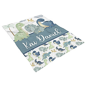 Personalized Dinosaur Baby Blanket, Dinosaur Blanket, Baby Name Blanket, Personalized Baby Boy Blanket, Dinosaur Crib, Boy Dinosaur Nursery, Super Soft Plush Fleece Blanket for Baby, 30 x 40 in