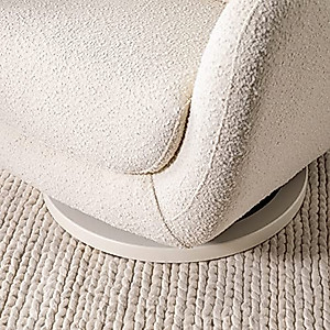 Nursery Works Solstice Swivel Glider in Ivory Boucle with Ivory Wood Base, Greenguard Gold Certified and CertiPUR-US® Certified