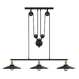WINSOON Dining Room Light Fixture 3 Pack Light for Kitchen Island, Pulley Pool Table Light Fixture, Rustic Farmhouse Chandeliers for Dining Room Foyer Hallway