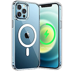 JETech Magnetic Case for iPhone 12 Pro Max 6.7-Inch Compatible with MagSafe Wireless Charging, Shockproof Phone Bumper Cover, Anti-Scratch Clear Back (Clear)